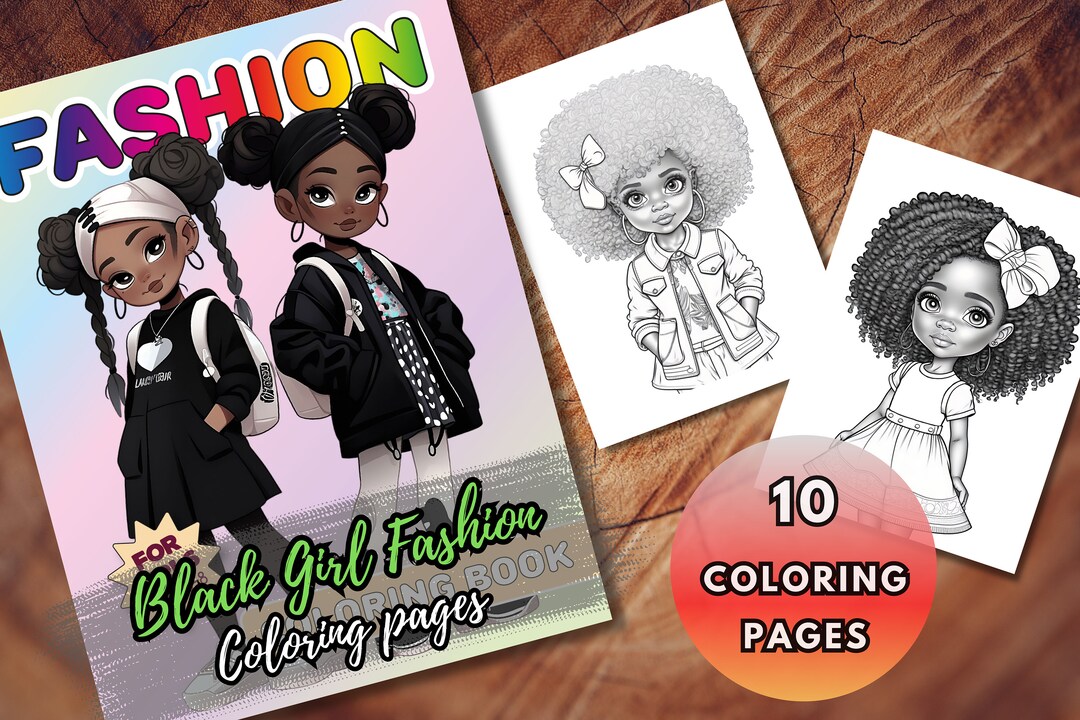 Black Girl Fashion Coloring Book to Print - Etsy