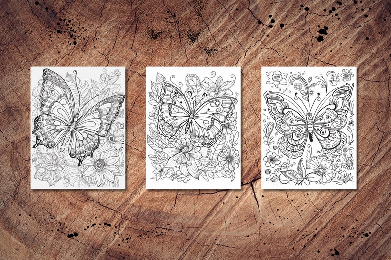 Butterfly Coloring Book to Print - Etsy
