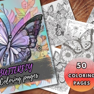 Butterfly Coloring Book to Print - Etsy