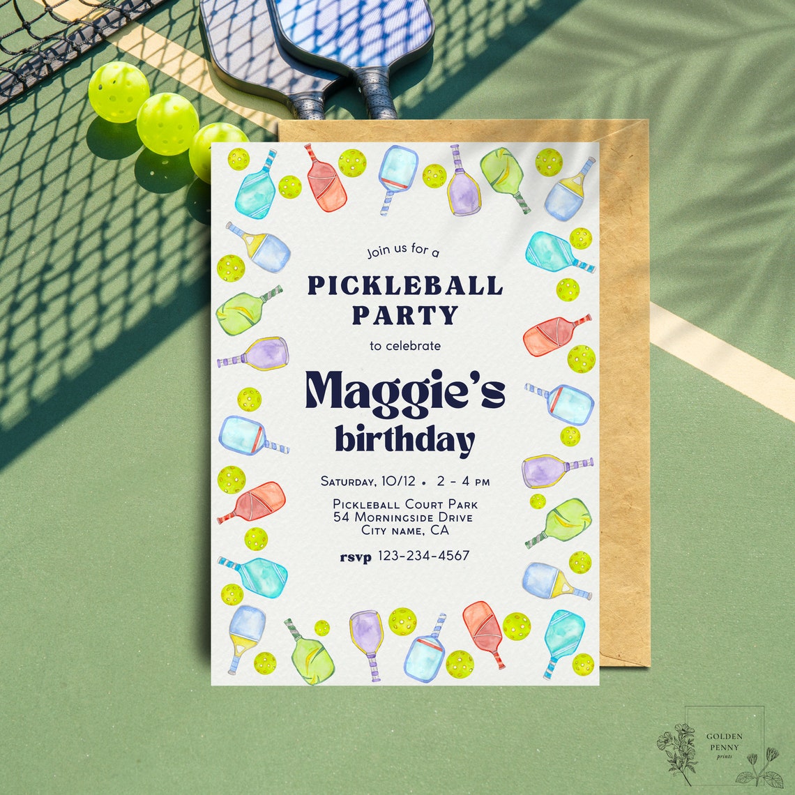 Pickleball Birthday Party Invitation Template| Pickleball Birthday ...