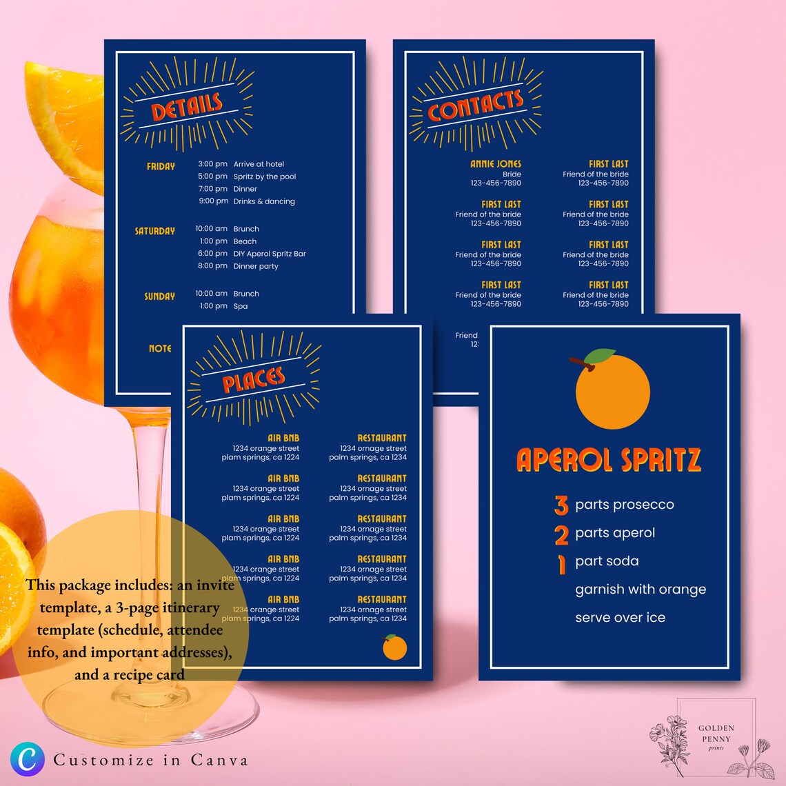 Aperol Spritz Bachelorette Invite & Itinerary | Aperol Spritz Themed ...