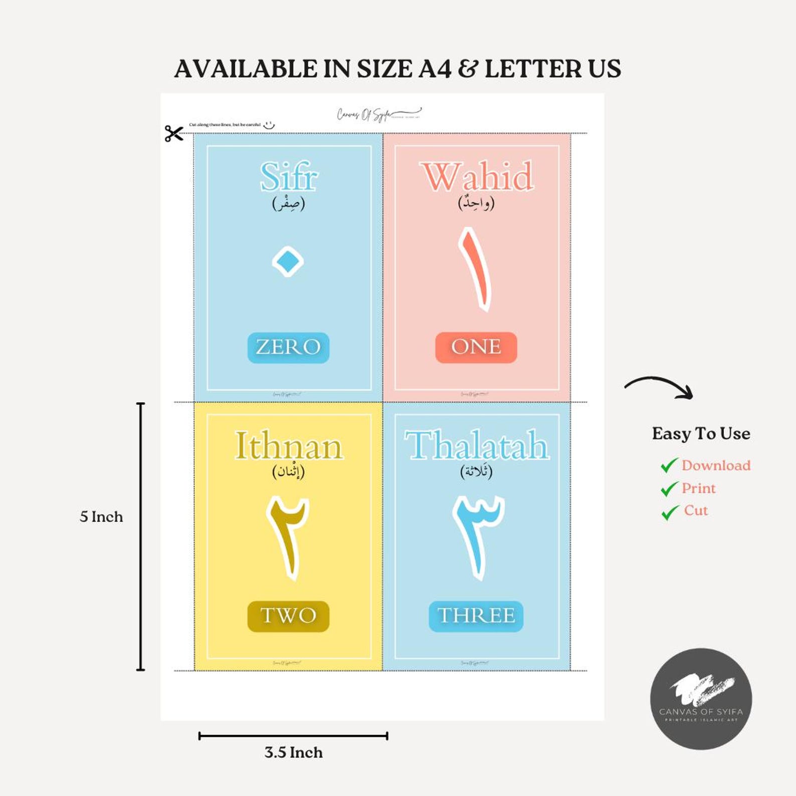 Printable Arabic Number Flashcards for Kids Learn Hijaiyah Numbers ...