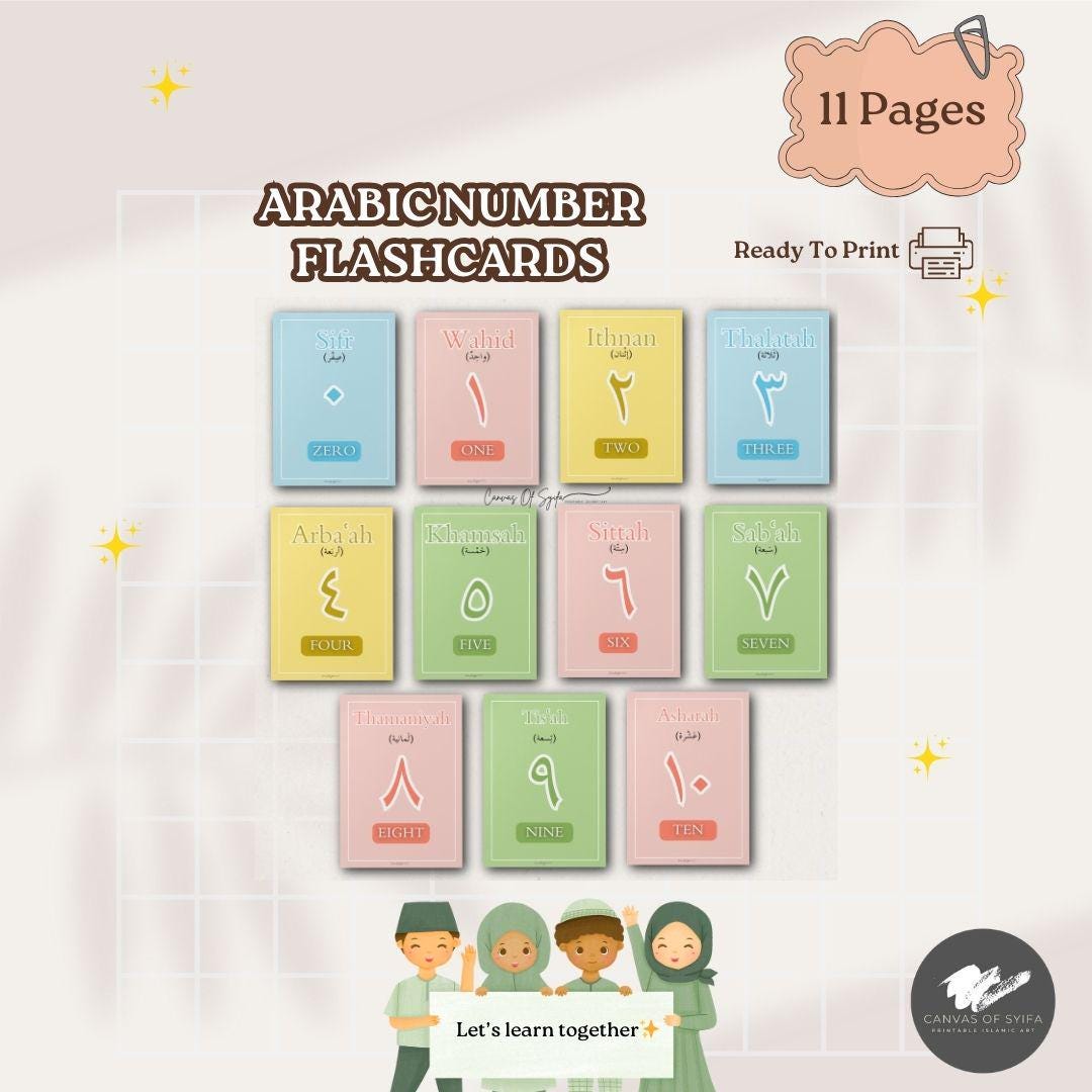 Printable Arabic Number Flashcards for Kids - Learn Hijaiyah Numbers ...