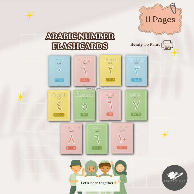 Printable Arabic Number Flashcards for Kids Learn Hijaiyah Numbers ...