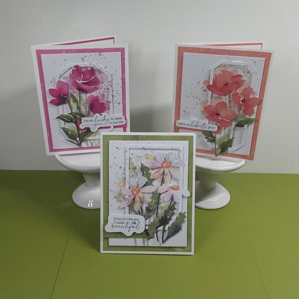 Sympathy Card Set set of 3, Handmade Card Set, Hand Stamped, A2 Cards ...