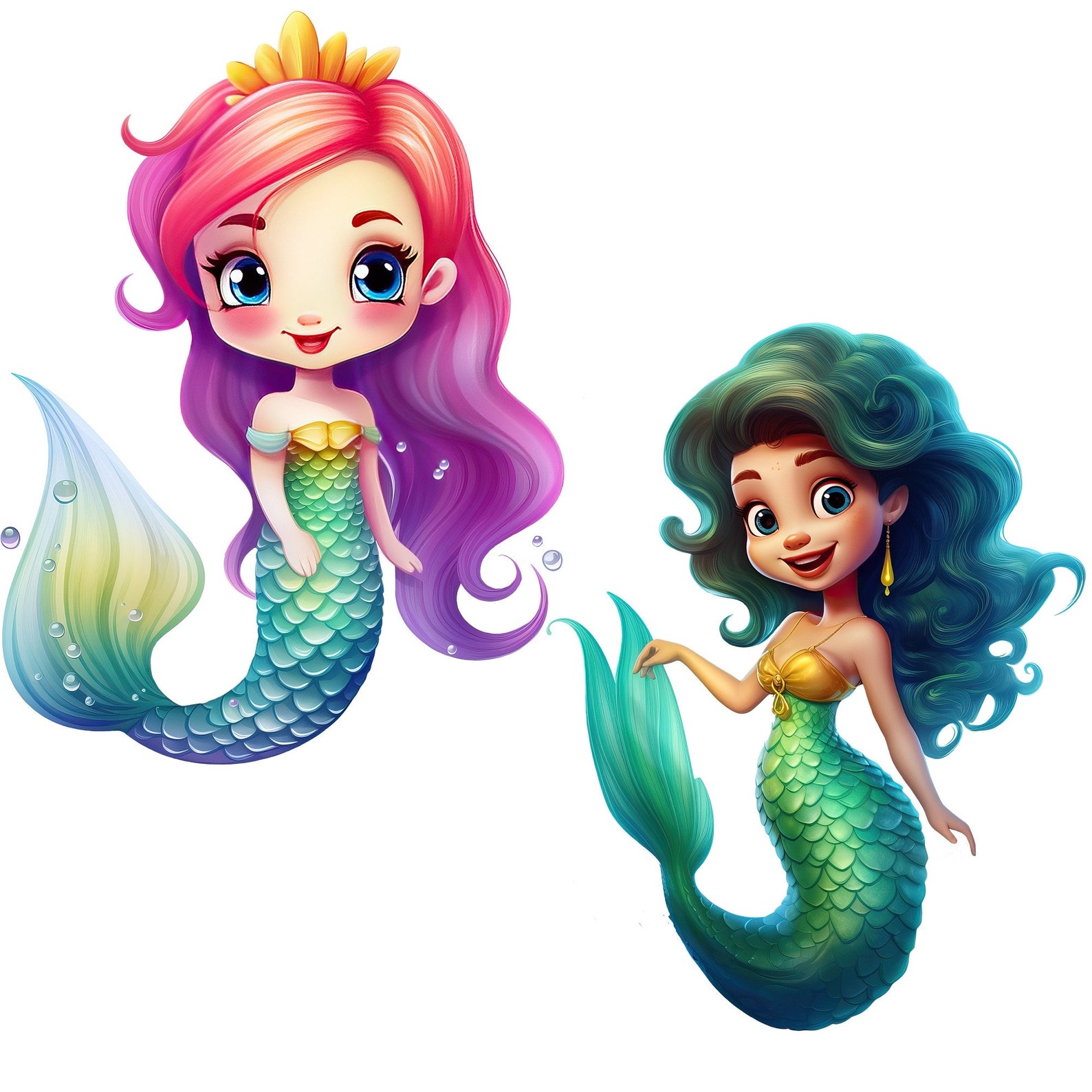 Digital Download Clip Art, Under the Sea Clip Art, Rainbow Mermaids and ...