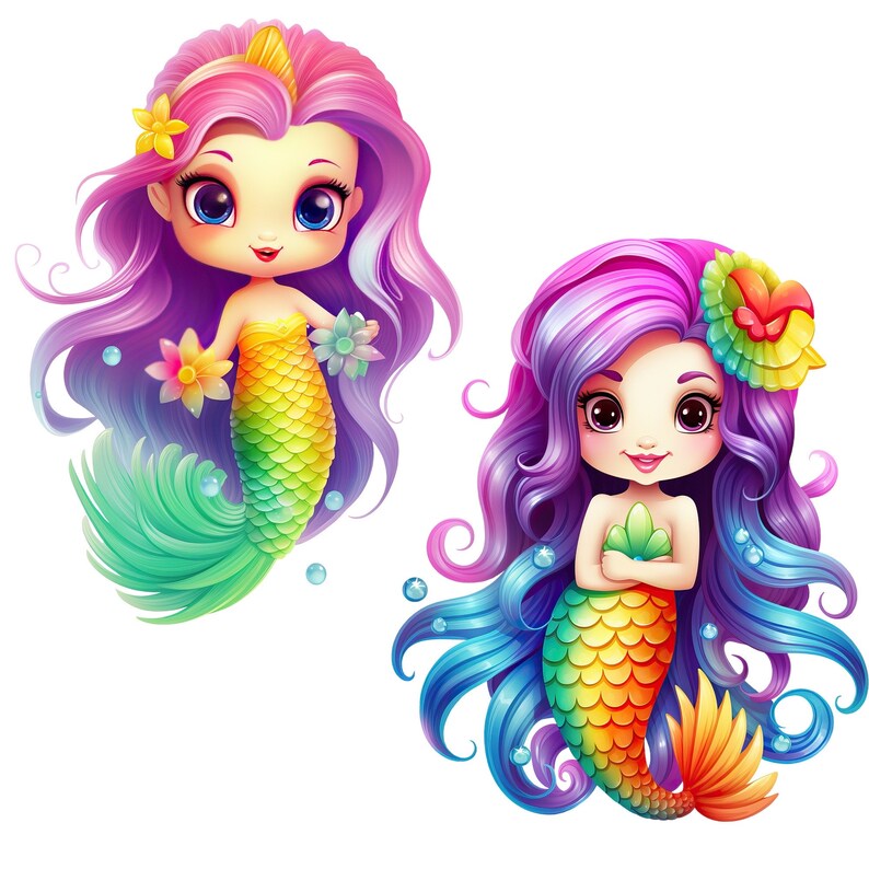 Digital Download Clip Art, Under the Sea Clip Art, Rainbow Mermaids and ...