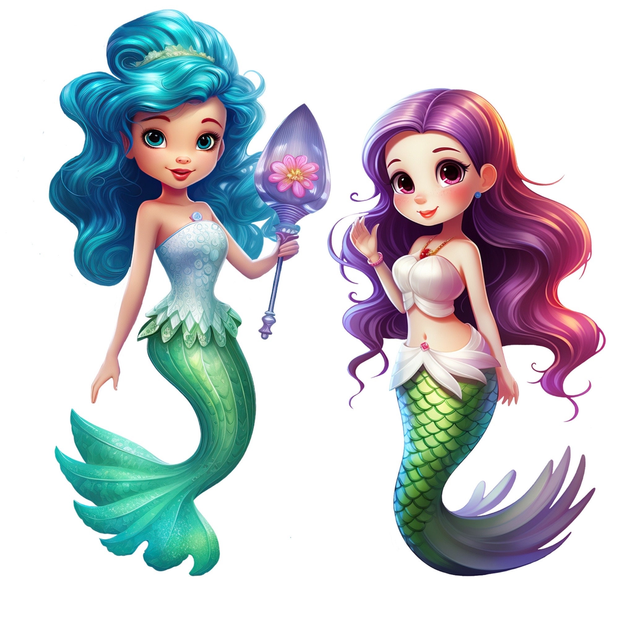 Digital Download Clip Art, Under the Sea Clip Art, Rainbow Mermaids and ...