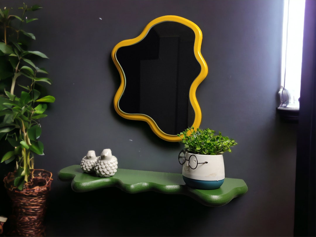 Wavy Shelf and Wavy Mirror, Unique Shelf, Curvy Shelf, Colorful Shelf ...