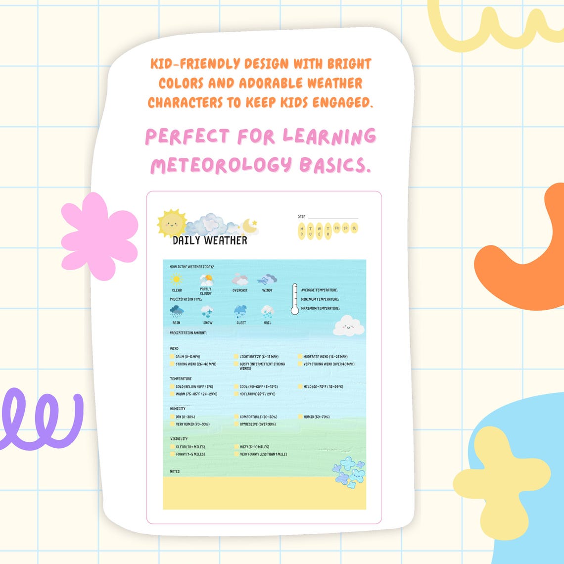 Kids Weather Observation Sheet | Printable Weather Tracker ...