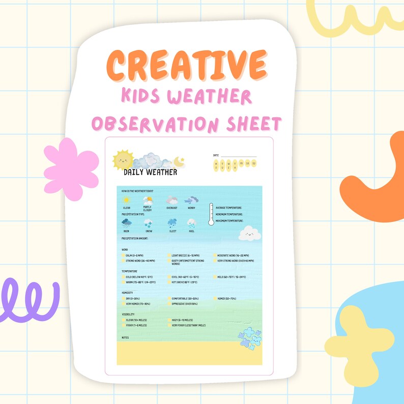 Kids Weather Observation Sheet | Printable Weather Tracker ...