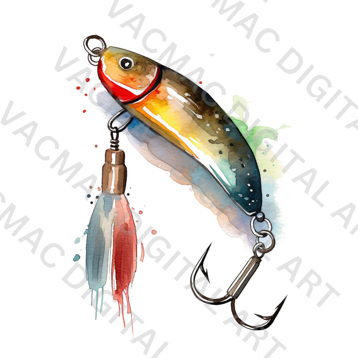 Fishing Watercolor Clipart 25 PNG Images, Digital Download, 300 DPI ...