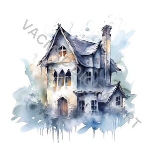 Haunted House Watercolor Clipart 62 PNG Images Digital - Etsy