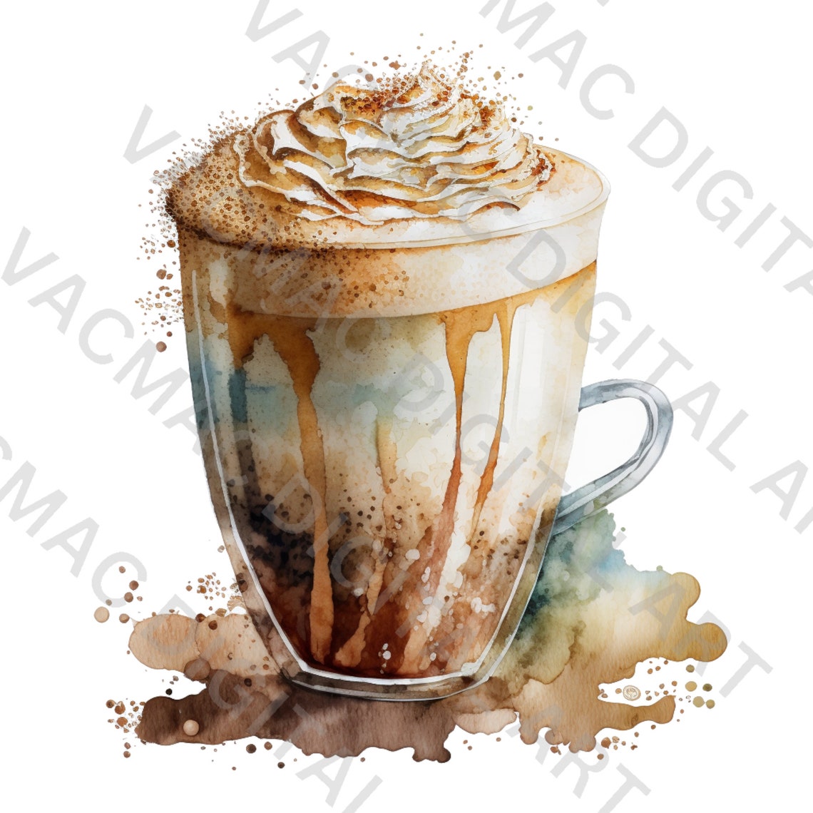 Coffee Watercolor Clipart Set 85 PNG Images, Digital Download, 300 DPI ...