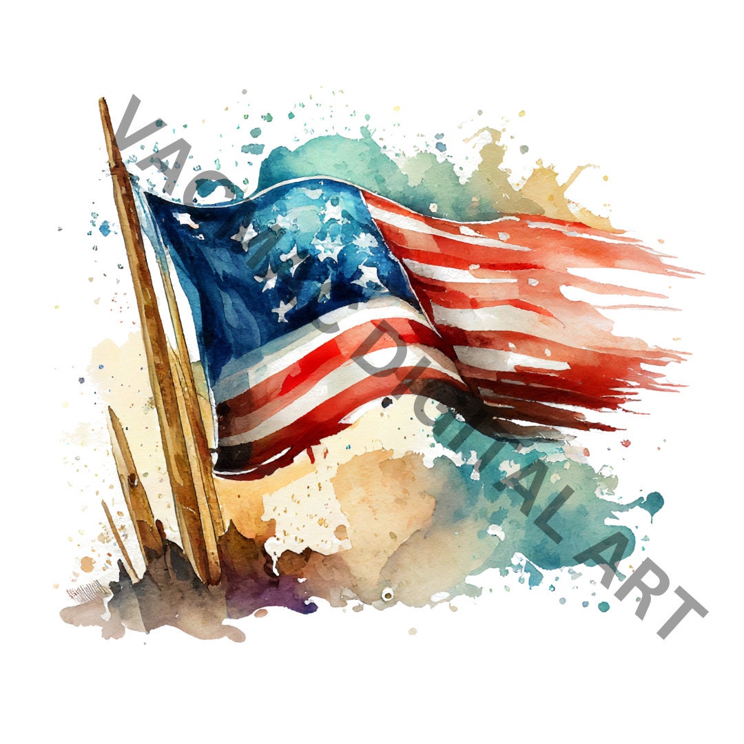 4th of July Celebration Clipart, 39 PNG Watercolor Images, 300 DPI ...