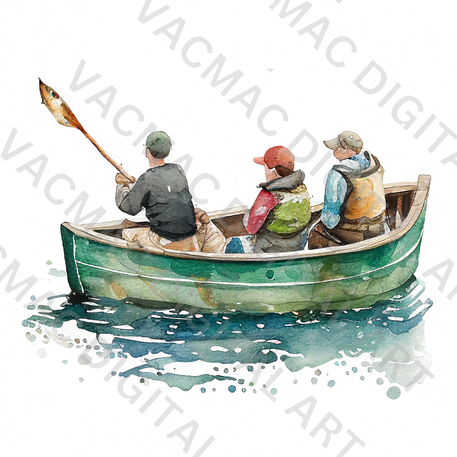 Fishing Watercolor Clipart 25 PNG Images, Digital Download, 300 DPI ...