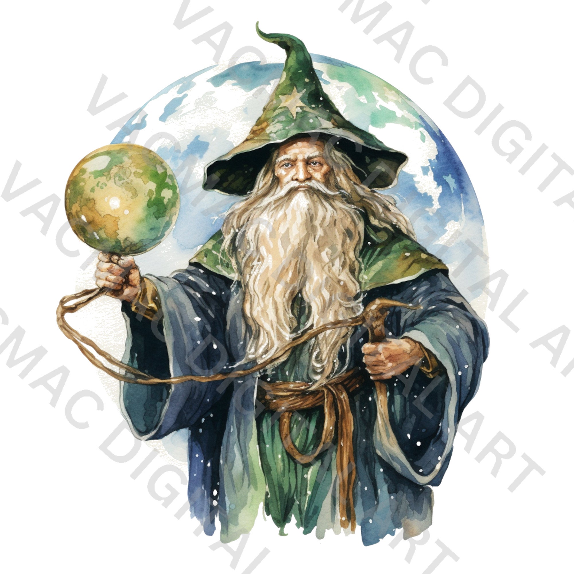 Fantasy Role-play Wizard Watercolor Clipart 29 PNG Images, Digital ...