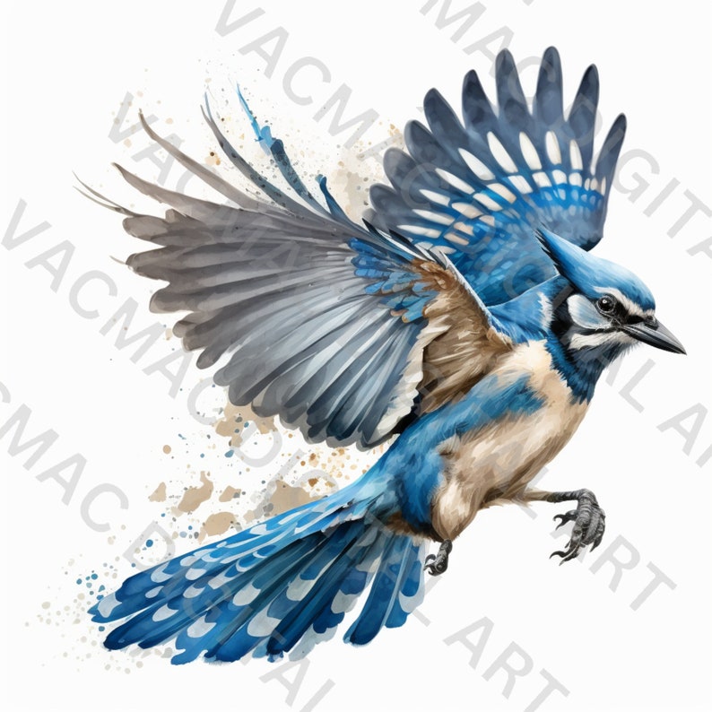 Blue Jay Watercolor Clipart 17 PNG Images, Digital Download, 300 DPI ...