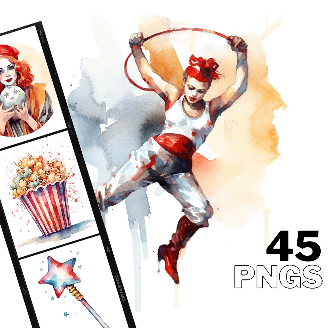Circus Watercolor Clipart 45 PNG Images Digital Download - Etsy