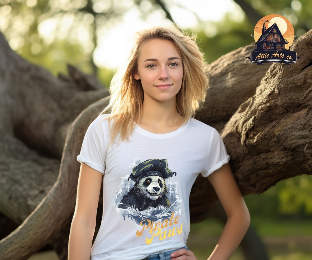 Jolly Roger Pirate Panda at Sea Adventure Cartoon T-shirt - Etsy