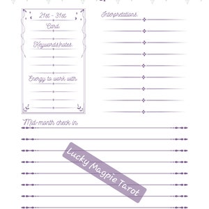 Monthly Tarot Spread Journal Page, PDF Printable or Electronic Journal ...
