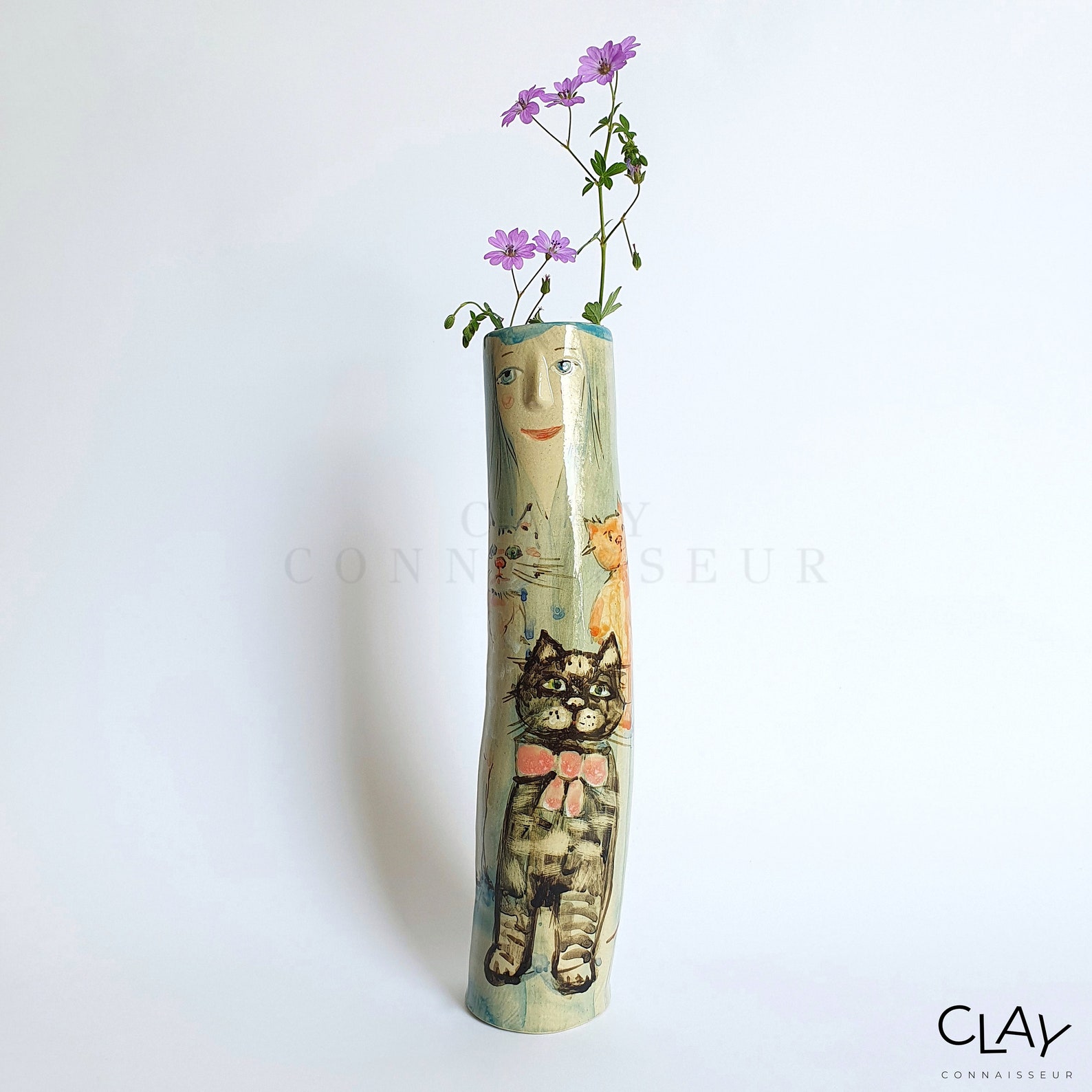 Cats Family Ceramic Bud Vases • Pottery Vases for Dried Flowers ...