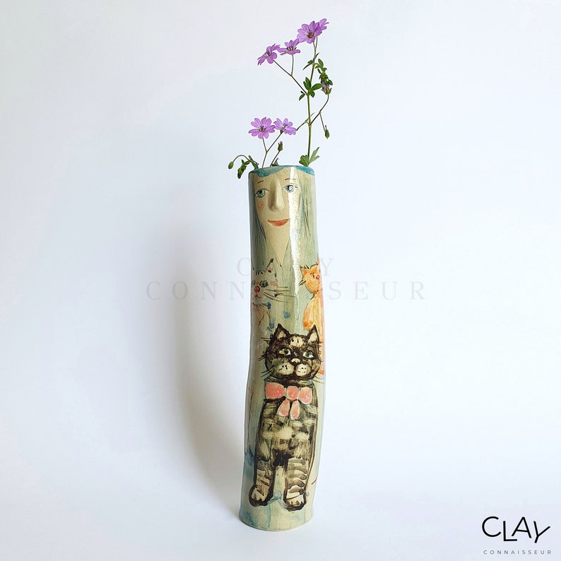 Cats Family Ceramic Bud Vases • Pottery Vases for Dried Flowers ...