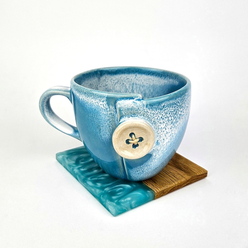 Tailor Ceramic Mugs With Solid Oak Wood Coasters • Handmade Pottery ...