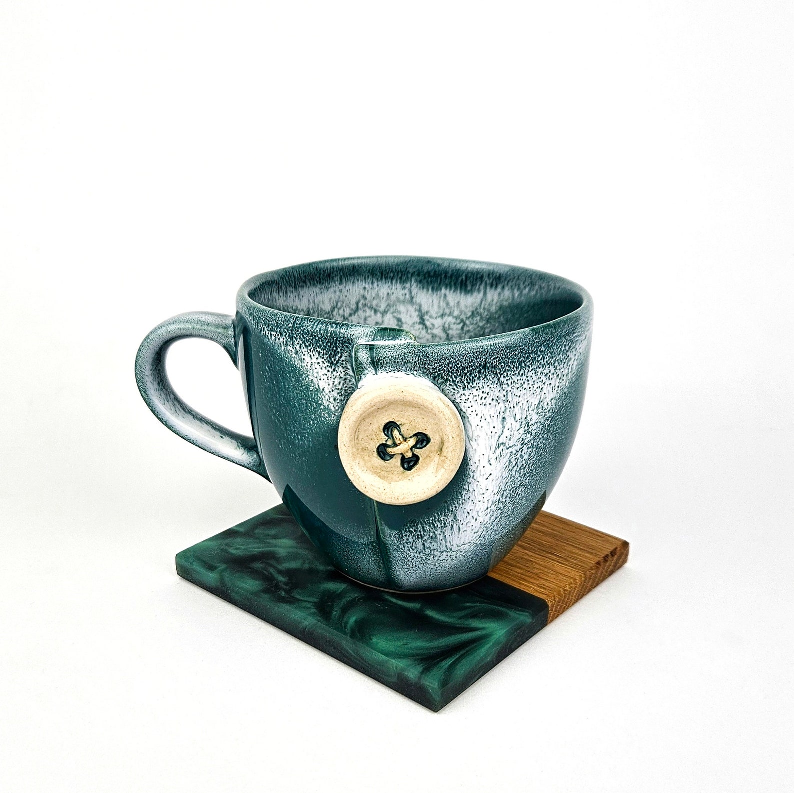 Tailor Ceramic Mugs With Solid Oak Wood Coasters • Handmade Pottery ...
