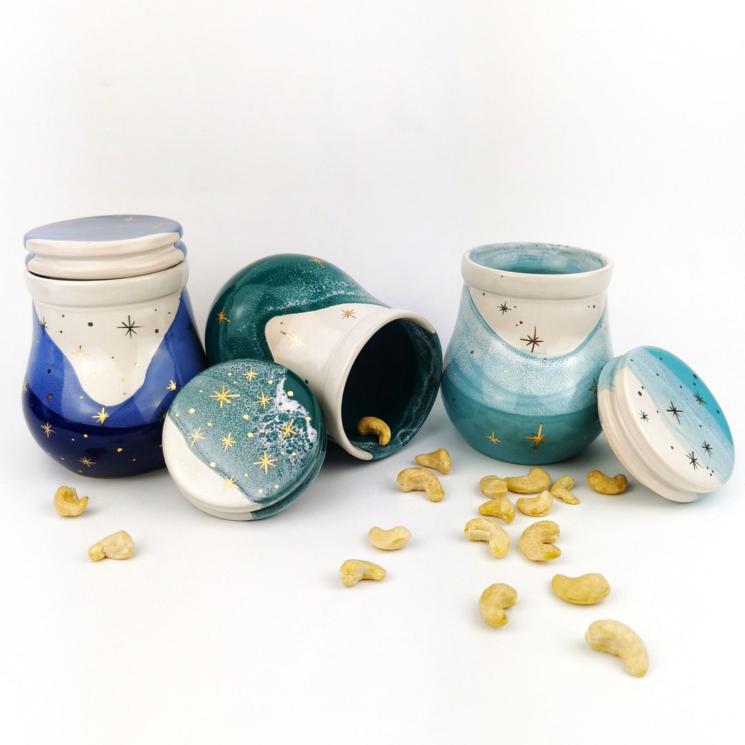Handmade 24K Gold Ceramic Jars With Lid • Pottery Food Storage ...
