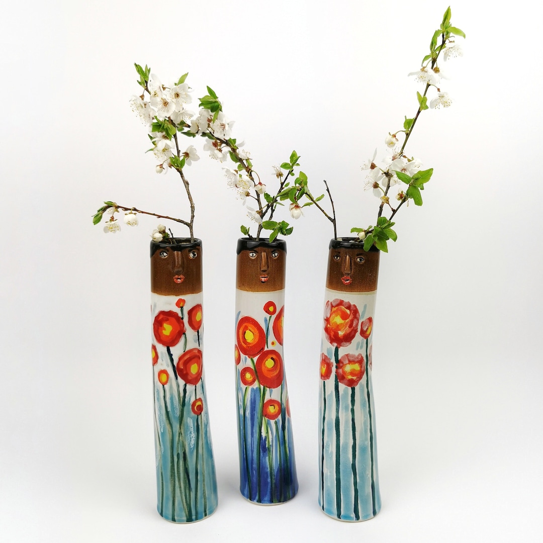 Sisters Family Ceramic Bud Vases • Pottery Vases for Dried Flowers ...