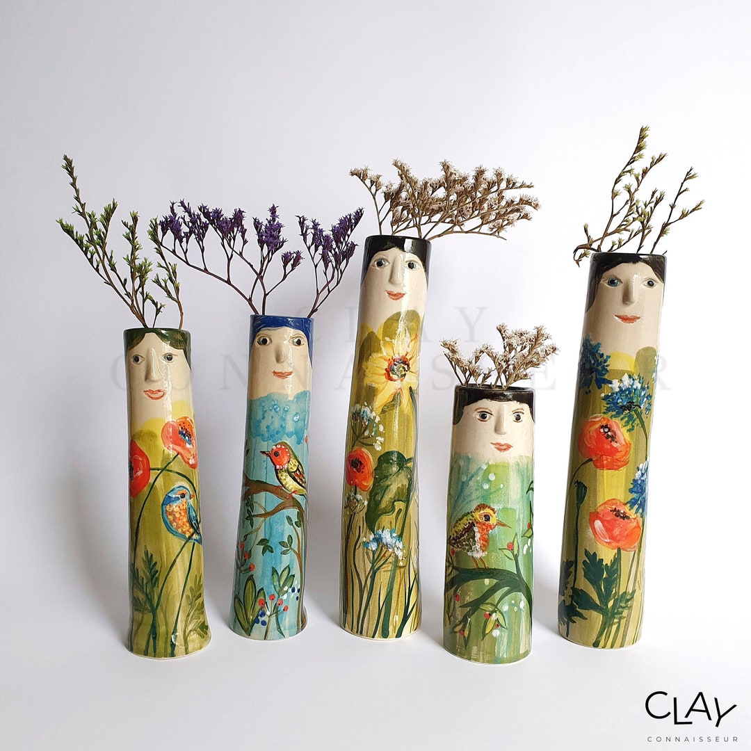 Nature Family Ceramic Bud Vases • Pottery Vases for Dried Flowers ...