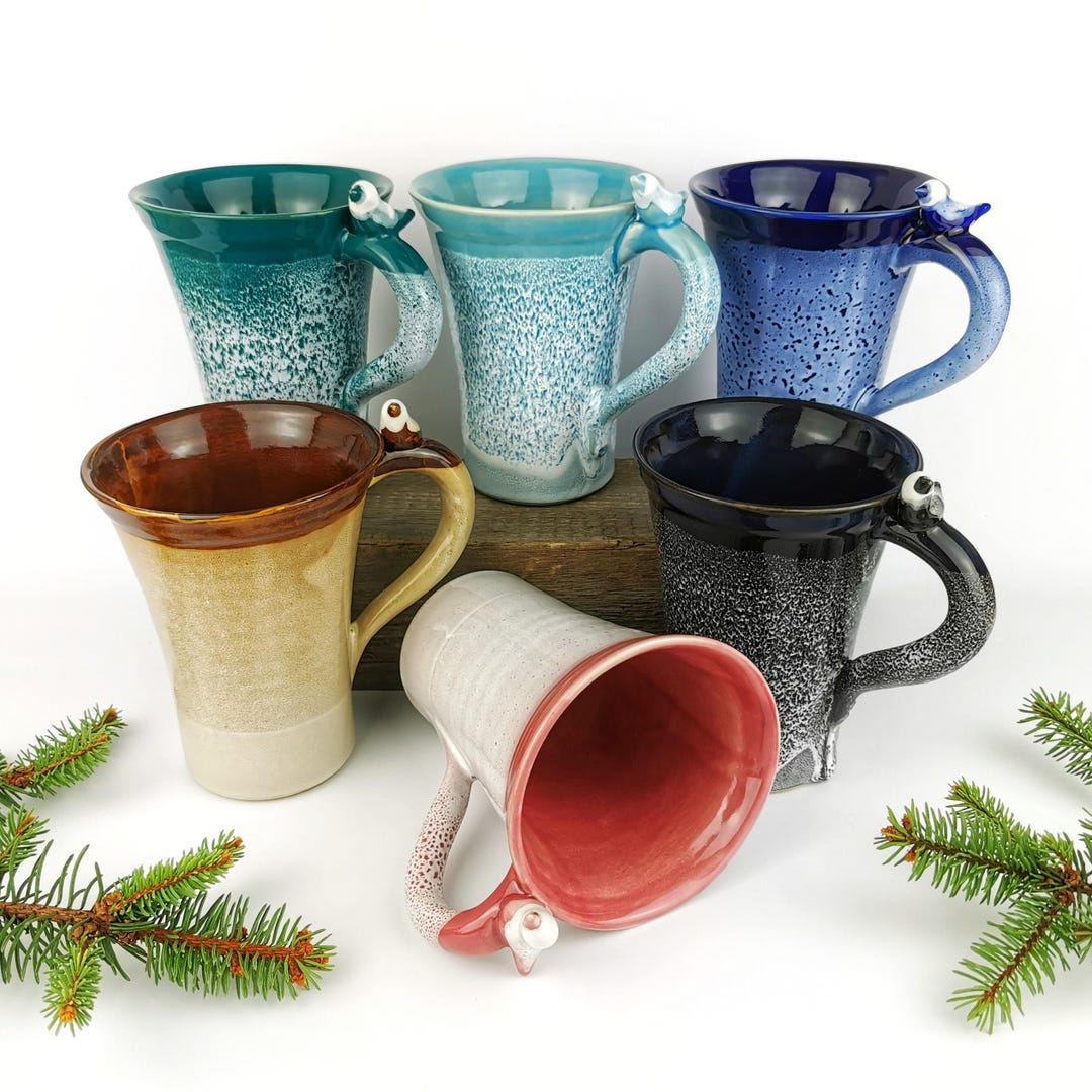 Extra Large 20 Oz / 600 Ml Ceramic Mugs & Oak Wood Coasters • Handmade ...