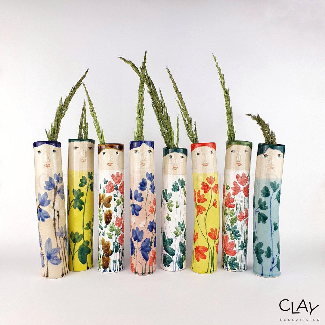 Floral Family Ceramic Bud Vases • Pottery Vases for Dried Flowers ...