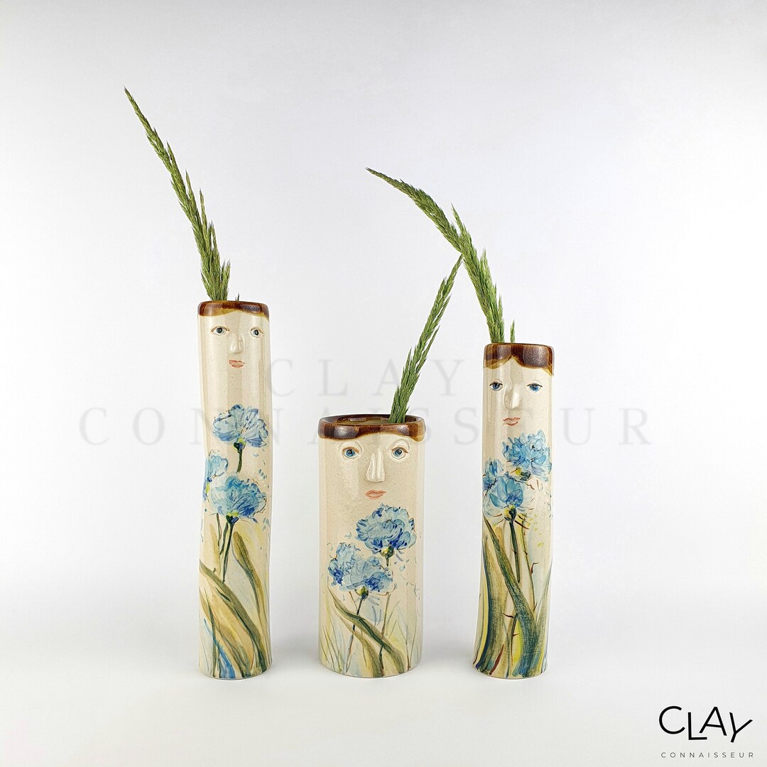 Blue Crocus Family Ceramic Bud Vases • Pottery Vases for Flowers ...