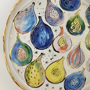 Hand-painted Gold Ceramic Fig Plate • Handmade Round Serving Plate ...