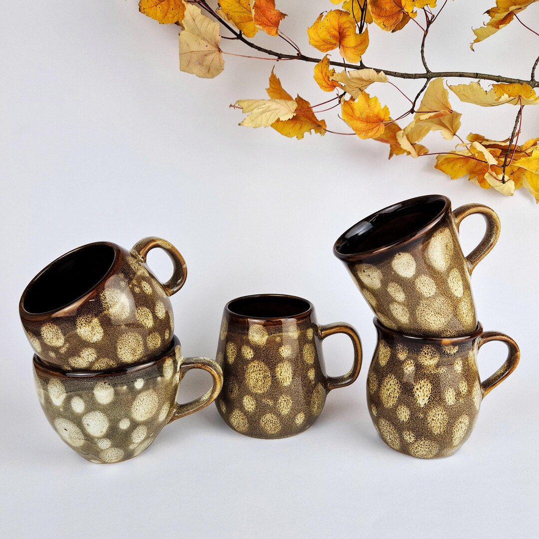 Modern Brown Spots Ceramic Mugs • Handmade Pottery Autumn Cups ...