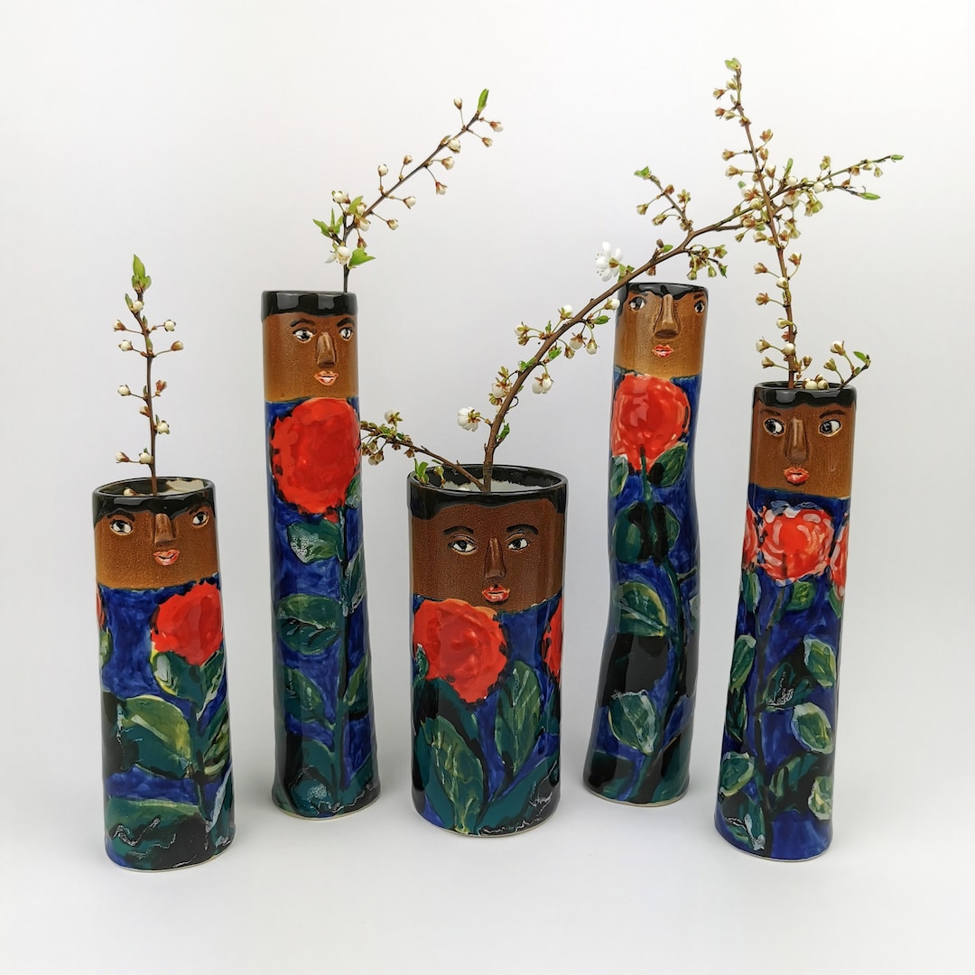 Roses Family Ceramic Bud Vases • Pottery Vases for Dried Flowers ...