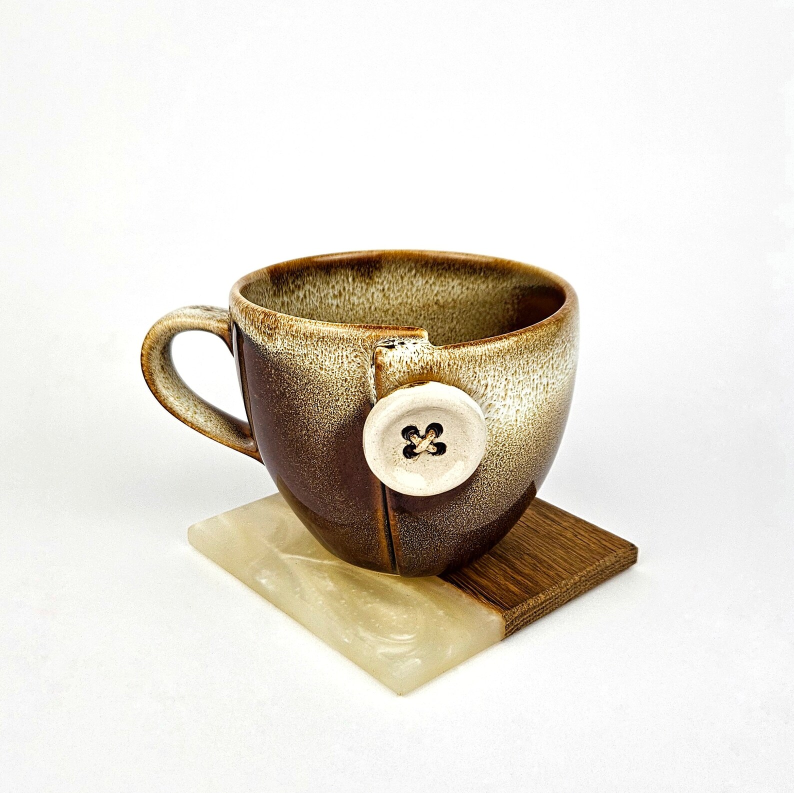 Tailor Ceramic Mugs With Solid Oak Wood Coasters • Handmade Pottery ...