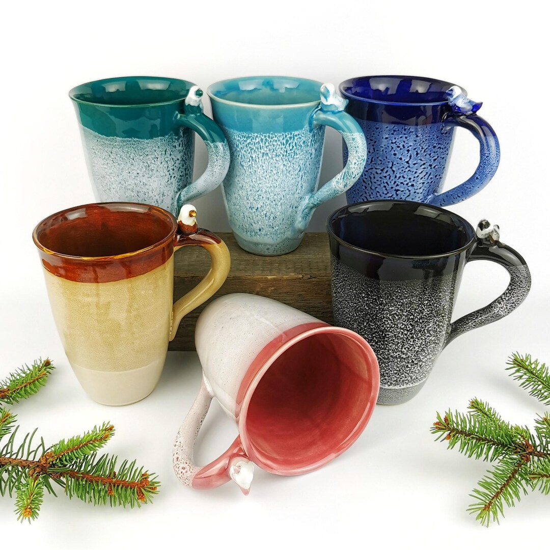 Extra Large 24 Oz / 700 Ml Ceramic Mugs & Oak Wood Coasters • Handmade ...