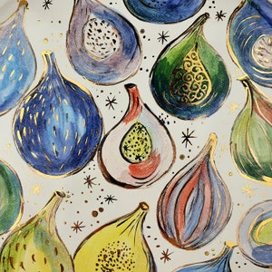 Hand-painted Gold Ceramic Fig Plate • Handmade Round Serving Plate ...