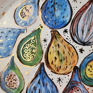 Hand-painted Gold Ceramic Fig Plate • Handmade Round Serving Plate ...