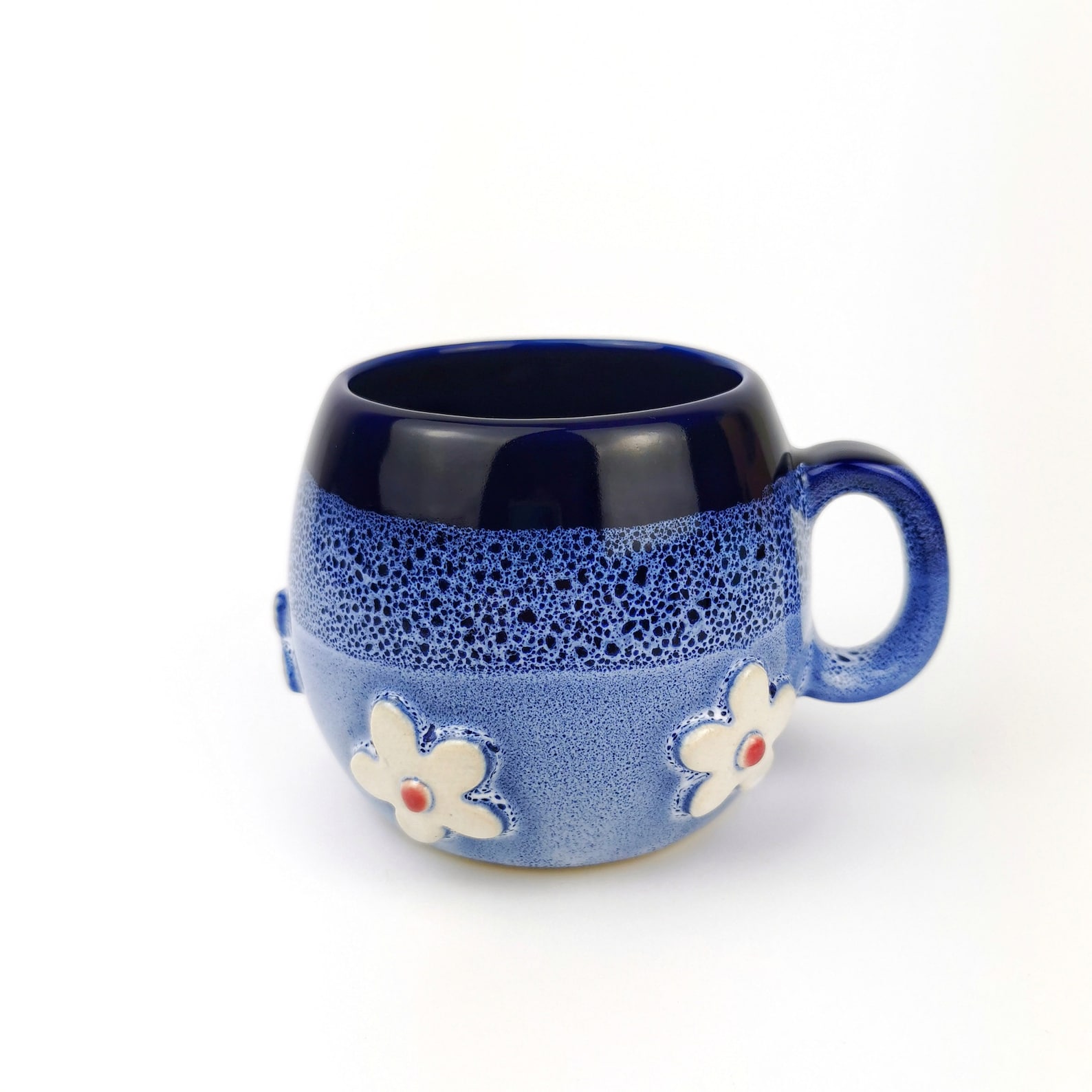 Daisy Ceramic Mugs & Oak Wood Coasters • Handmade Pottery Flower Cups ...