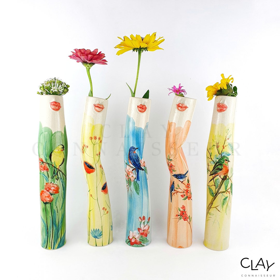 Ladies Family Ceramic Bud Vases • Pottery Vases for Dried Flowers ...