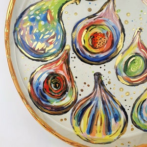 Hand-painted Gold Ceramic Fig Plate • Handmade Round Serving Plate ...
