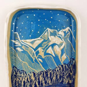 Handmade Mountains Pottery Platter • Hand Carved Square Plate • Pottery ...