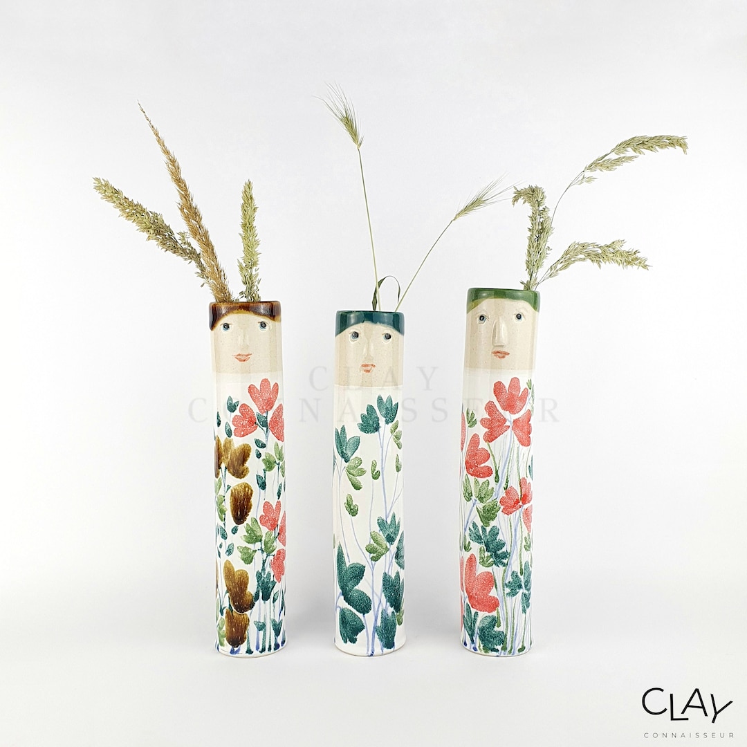 Floral Family Ceramic Bud Vases • Pottery Vases for Dried Flowers ...