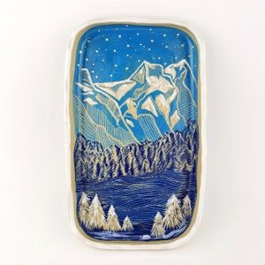 Handmade Mountains Pottery Platter • Hand Carved Square Plate • Pottery ...