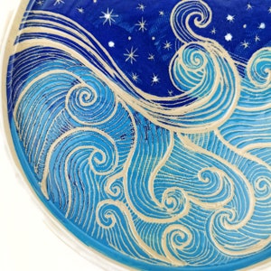 Handmade Winter Wind Pottery Platter • Hand Carved Round Plate ...