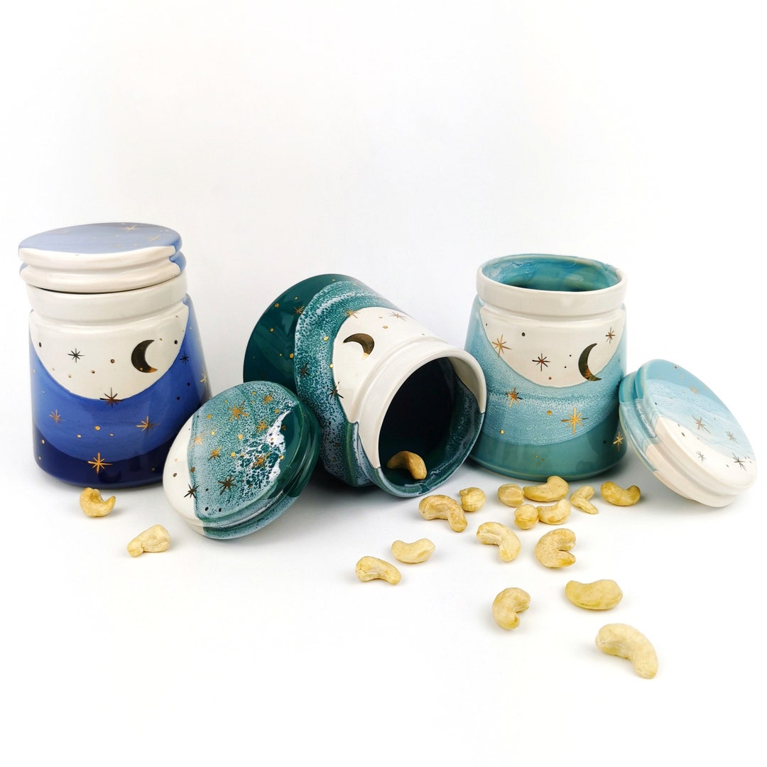 Handmade 24K Gold Ceramic Jars With Lid • Pottery Food Storage ...
